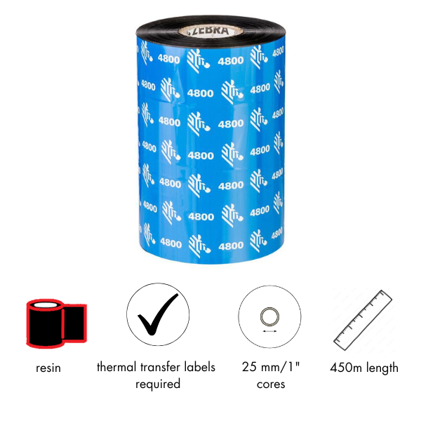 04800BK06045 Zebra 4800 resin thermal transfer ribbons from Smart Print ...